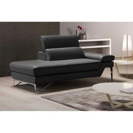 Egoitaliano Ottomane &raquo;Princess, elegantes Designsofa mit erstklassigem Sitzkomfort,&laquo; inkl. verstellbarem Kopfteil und edle Designmetallf&uuml;&szlig;e schwarz Leder &raquo;BULL&laquo; (