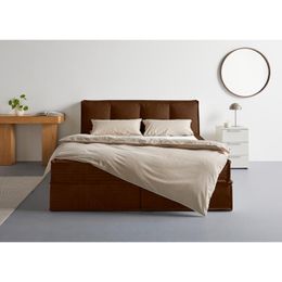 LeGer Home by Lena Gercke Boxspringbett &raquo;Addyson&laquo; H&auml;rtegrade H2, H3 und H4 w&auml;hlbar, Boxspringbett inkl. Topper, 2 Matratzen braun