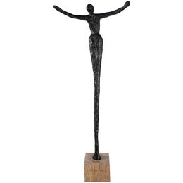 Gilde Dekofigur &raquo;Skulptur Freedom naturfarben; schwarz H. 70 cm&laquo; beige Kunstharz, Mangoholz
