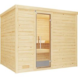 Weka Sauna &raquo;Bergen&laquo; Set, 7,5 kW-Ofen mit digitaler Steuerung beige