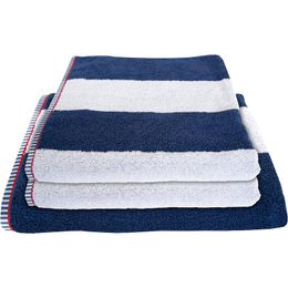 Dyckhoff Handtuch Set &raquo;Maritim, Block Stripe&laquo; Set 3 Stk. Frottier 2 Handt&uuml;cher (50x100cm), 1 Duschtuch (70x140cm) blau Frottier, Obermaterial: 100% Baumwolle