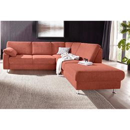 Sit & More sit&more Ecksofa &raquo;Belfort L-Form&laquo; wahlweise mit Vorziehsitz und Bettkasten orange Flachgewebe (100% Polyester);Luxus-Microfaser ALTARA NUBUCK (100% 