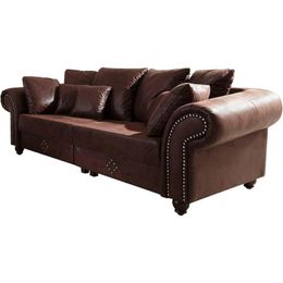 Home Affaire Big-Sofa &raquo;King George Mega Sofa, viel Platz, Federkern&laquo; Korpus aus Luxus-Microfaser in Vintage-Optik (100% Polyester), Sitzfl&auml;che aus 