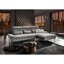 Hukla Ecksofa &raquo;HU-HP22156 L-Form&laquo; inkl. Kopfpolsterverstellung, optional mit Sitztiefenverstellung grau 100% recyceltes Polyester