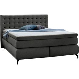 Jockenh&ouml;fer Boxspringbett &raquo;Jessica inklusive 9cm Kaltschaum-Topper&laquo; und 7-Zonen-TTFK-Matratze (H3,H3/H4 oder H4), Liegefl&auml;che 180x200cm grau Bezug Bett: 100% 