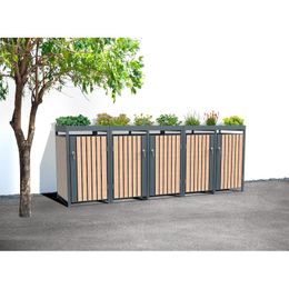 WESTMANN M&uuml;lltonnenbox &raquo;Planta&laquo; Platz f&uuml;r 5 M&uuml;lltonnen je 240 L, BxHxT: 332x84x124,5 cm braun Metall, Stahl