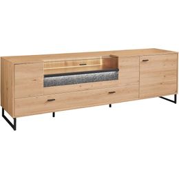 set one by Musterring TV-Schrank &raquo;Deltona&laquo; inkl. LED-Beleuchtung, Metallkufe, Glasklappe, B214 x H 67 cm braun Spanplatte