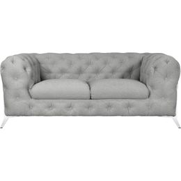 Home Affaire Chesterfield-Sofa &raquo;Amaury&laquo; aufw&auml;ndige Knopfheftung, moderne Chesterfield Optik, Fu&szlig;farbe w&auml;hlbar silber Struktur (100% Polyester9;