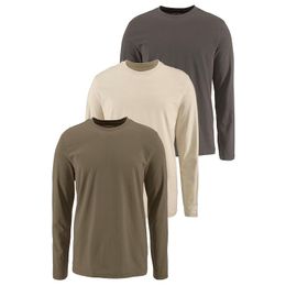 MAN'S WORLD Man's World Herren Langarmshirt &raquo;neue Farbe !&laquo; 3er-Pack, Langarm, unifarben, aus Baumwolle, im 3er-Pack gr&uuml;n 72/74 (5XL)