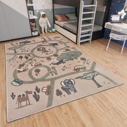 Hanse Home Kinderteppich &raquo;Adventures Animal Park&laquo; rechteckig 8 mm H&ouml;he Spielteppich, fest, Kinderzimmer, Kurzflor, Spielunterlage beige Polypropylen