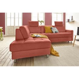 Sit & More sit&more Ecksofa &raquo;Pablo L-Form&laquo; wahlweise mit Bettfunktion und Bettkasten orange Luxus-Microfaser ALTARA NUBUCK (100% Polyester) / Struktur fein (100%