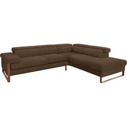 W.Schillig Ecksofa &raquo;finn, Designsofa mit tollem Sitzkomfort, bequem, L-Form&laquo; German Design Award 2016, Fu&szlig;gestell Nussbaum natur, Breite 281 cm braun 