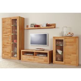 OTTO home Wohnwand &raquo;Logo,Fronten Massivholz,Korpus Holzwekstoff,viel Stauraum&laquo; Set, 4 Stk. tlg. beige Holz teilmassiv