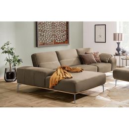 W.Schillig Ecksofa &raquo;run, Designsofa mit tollem Sitzkomfort, bequem, L-Form&laquo; mit elegantem Holzsockel, F&uuml;&szlig;e in Silber matt, Breite 319 cm beige 