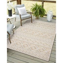 MyFlair Teppich &raquo;Vera, LAGERR&Auml;UMUNG!&laquo; rechteckig 8 mm H&ouml;he modernes Design, In & Outdoor geeignet, Balkon, Terrasse beige Polypropylen