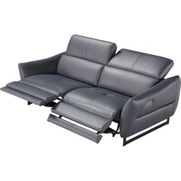 Egoitaliano 2,5-Sitzer &raquo;Dafne, elegantes Designsofa mit hohem Sitzkomfort&laquo; mit und ohne elektrischer Relaxfunktion, Kopfteile manuell verstellbar grau Leder &raquo;BULL