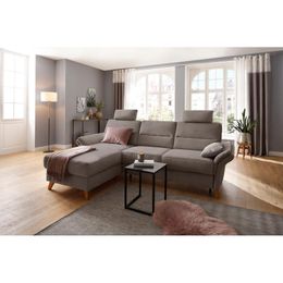 Home Affaire Ecksofa &raquo;Westerland L-Form&laquo; Federkern-Polsterung, wahlweise mit Bettfunktion, Bettkasten braun 100% Polyester