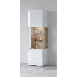 OTTO home Vitrine &raquo;Toledo,H&ouml;he 204 cm trendige Glasvitrine mit dekorative Fr&auml;sungen&laquo; Standvitrine ohne Beleuchtung, viel Stauraum, hochglanz Front MDF
