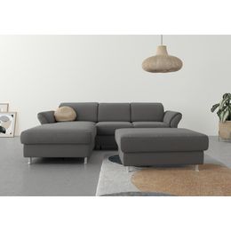 Sit & More sit&more Ecksofa &raquo;Apulia L-Form&laquo; wahlweise Bettfunktion, Bettkasten und Kopf- und Armteilverstellung grau Webstoff (100% Polyester);Struktur weich (90