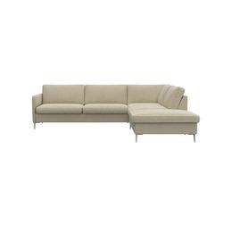 FLEXLUX Ecksofa &raquo;Fiore, L-Form, bequem und komfortabel durch hochwertigem Sitzaufbau&laquo; schmale Armlehnen, Kaltschaum, F&uuml;&szlig;e Alu beige 100% Polyester
