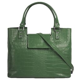 CLUTY Damen Henkeltasche echt Leder, Made in Italy gr&uuml;n