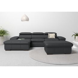 Home Affaire Ecksofa &raquo;Alberto L-Form&laquo; mit Kopfteilverstellung, wahlweise mit Bettfunktion schwarz Luxus-Microfaser Lederoptik (100% Polyester);Luxus-
