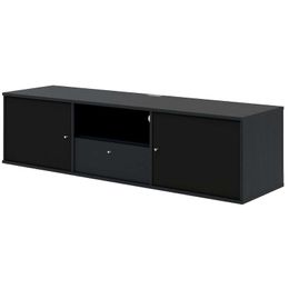 TV-Board &raquo;Mistral Fernsehschrank, Medienm&ouml;bel, H&auml;ngend,&laquo; T&uuml;ren mit Akustikstoff, Schublade, Lowboard, B: 161,5 cm schwarz MDF, Massivholz, Spanplatte