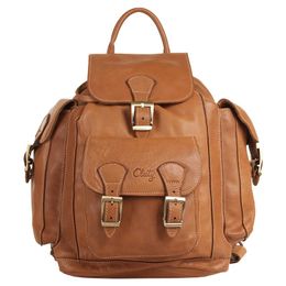 CLUTY Damen Cityrucksack echt Leder, Made in Italy braun B/H/T: 35cm x 33cm x 14cm, onesize