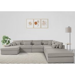 OTTO home Wohnlandschaft &raquo;Enid U-Form&laquo; 6 Teile, bestehend aus Modulen, in vielen Bez&uuml;gen, auch in Breitcord beige Baumwollmix (60% Baumwolle/40% 