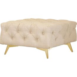 Home Affaire Polsterhocker &raquo;Glynis&laquo; aufw&auml;ndige Knopfheftung, moderne Chesterfield Optik, Fu&szlig;farbe w&auml;hlbar beige Struktur (100% Polyester);Samtoptik (
