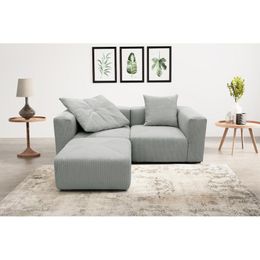 Home Affaire Ecksofa &raquo;Gerrid L-Form&laquo; Cord, Modulsofa, bestehend aus 2 Eckelementen + 1 Hocker grau 100% Polyester