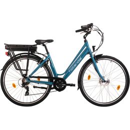 HOLLANDIA Unisex &raquo;Optima Basic&laquo; 7 Gang Shimano Tourney Schaltwerk Kettenschaltung Frontmotor 250 W Pedelec, Elektrofahrrad f&uuml;r Damen u. Herren blau