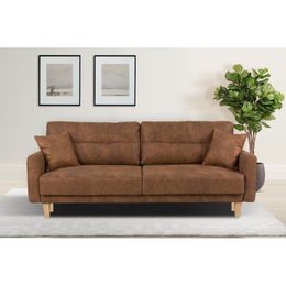 Home Affaire 3-Sitzer &raquo;TRIPLO optionale Schlafsofa mit Bettkasten, Ma&szlig;e B/T/H: 215/100/89 cm&laquo; Wahlweise Bettfunktion - Liegefl&auml;che 145x191 cm, R&uuml;cken-