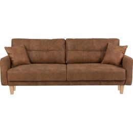 Home Affaire 3-Sitzer &raquo;TRIPLO optionale Schlafsofa mit Bettkasten, Ma&szlig;e B/T/H: 215/100/89 cm&laquo; Wahlweise Bettfunktion - Liegefl&auml;che 145x191 cm, R&uuml;cken-