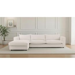 LeGer Home by Lena Gercke Ecksofa &raquo;Avelina&laquo; Breite 297 cm, in Cord- und Chenille- Stoff, R&uuml;ckenkissen mit Federn beige 100% Polyester