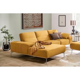 W.Schillig Ecksofa &raquo;run, Designsofa mit tollem Sitzkomfort, bequem, L-Form&laquo; mit elegantem Holzsockel, F&uuml;&szlig;e in Chrom gl&auml;nzend, Breite 319 cm gelb 
