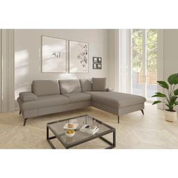 Sit & More sit&more Ecksofa &raquo;Morris Jubi L-Form, B: 247 cm&laquo; mit Armteilfunktion & 1 Zierkissen, optional Bettfunktion grau 95% Polyester, 5% Polyamid
