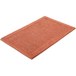 Kleine Wolke Badematte &raquo;Net&laquo; H&ouml;he 17 mm rutschhemmend beschichtet fu&szlig;bodenheizungsgeeignet Badteppich, Uni Farben, rutschhhemmend orange Baumwolle