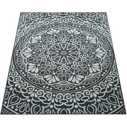 Paco Home Teppich &raquo;Coco 205&laquo; rechteckig 4 mm H&ouml;he Flachgewebe, Paisley Muster, In- und Outdoor geeignet schwarz Polypropylen (PP)