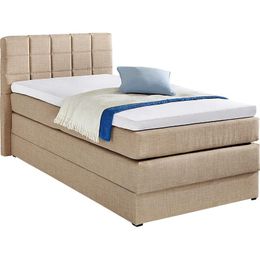 Hapo Boxspringbett mit Bettkasten beige Das Bett ist mit pflegeleichtem Feinstrukturstoff in Leinenoptik (100% Polyester) bezogen.;Die Oberseite der 