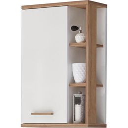 H&auml;ngeschrank &raquo;Quickset Badschrank 50,5 cm breit mit 1 T&uuml;r und 2 Glas-Einlegeb&ouml;den&laquo; Badezimmer-H&auml;ngeschrank inkl. T&uuml;rd&auml;mpfer, Holzgriffe wei&szlig; 