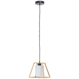 Brilliant Pendelleuchte &raquo;Giseh&laquo; E27 1 Stk. 23 x 23 x 120 cm, E27, k&uuml;rzbar, Holz/Glas, natur/wei&szlig; schwarz