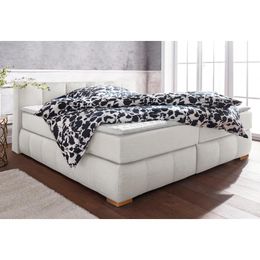 Home Affaire Boxspringbett &raquo;Chelles&laquo; inkl. Kaltschaumtopper, in 5 Breiten und 3 Matratzenarten beige Samtoptik (100% Polyester);Bezug der 