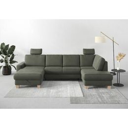 Home Affaire Wohnlandschaft &raquo;Summer U-Form&laquo; mit oder ohne Bettfunktion und Bettkasten, Cord-Bezug gr&uuml;n 95% Polyester, 5% Polyamid