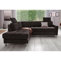 Sit & More sit&more Ecksofa &raquo;Pablo L-Form&laquo; wahlweise mit Bettfunktion schwarz Struktur fein (100% Polyester);Struktur (100% Polyester)
