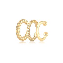 Elli Damen Single-Ohrhaken &raquo;Ohrklemme Ear Cuff 3er Set Kugel 925 Silber&laquo; gold