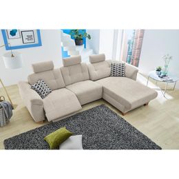 Jockenh&ouml;fer Ecksofa &raquo;Savona L-Form&laquo; jeweils mit USB-Ladestation an der Armlehne und mit Relaxfunktion beige Luxus-Microfaser (92% Polyester, 8% Nylon);Zierkissen: