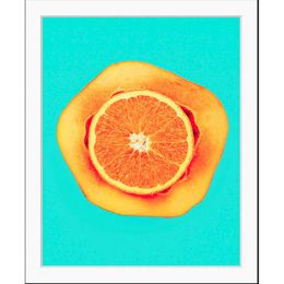queence Bild &raquo;Levin&laquo; Essen Figuren Kunst Lebensmittel Obst Obst Bilder 1 Stk. tlg. HD Premium Poster-Druck inkl. Holzrahmen orange Acrylglas, Holz, 