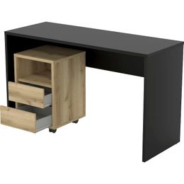 Home Affaire B&uuml;rom&ouml;bel-Set &raquo;Agapi&laquo; Set, 2 Stk. tlg. bestehend aus Schreibtisch und Rollcontainer im modernen Design schwarz Holzwerkstoff, Melamin