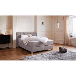 Home Affaire Boxspringbett &raquo;Harmones&laquo; in 3 Breiten, H&auml;rtegrad auch im Mix mit je 1 Matratze in H2 und H3 grau Struktur (100% Polyester)